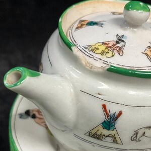 Children's Tea Set - Native American Pattern Teapot, 6 Plates- 3 Cups ...