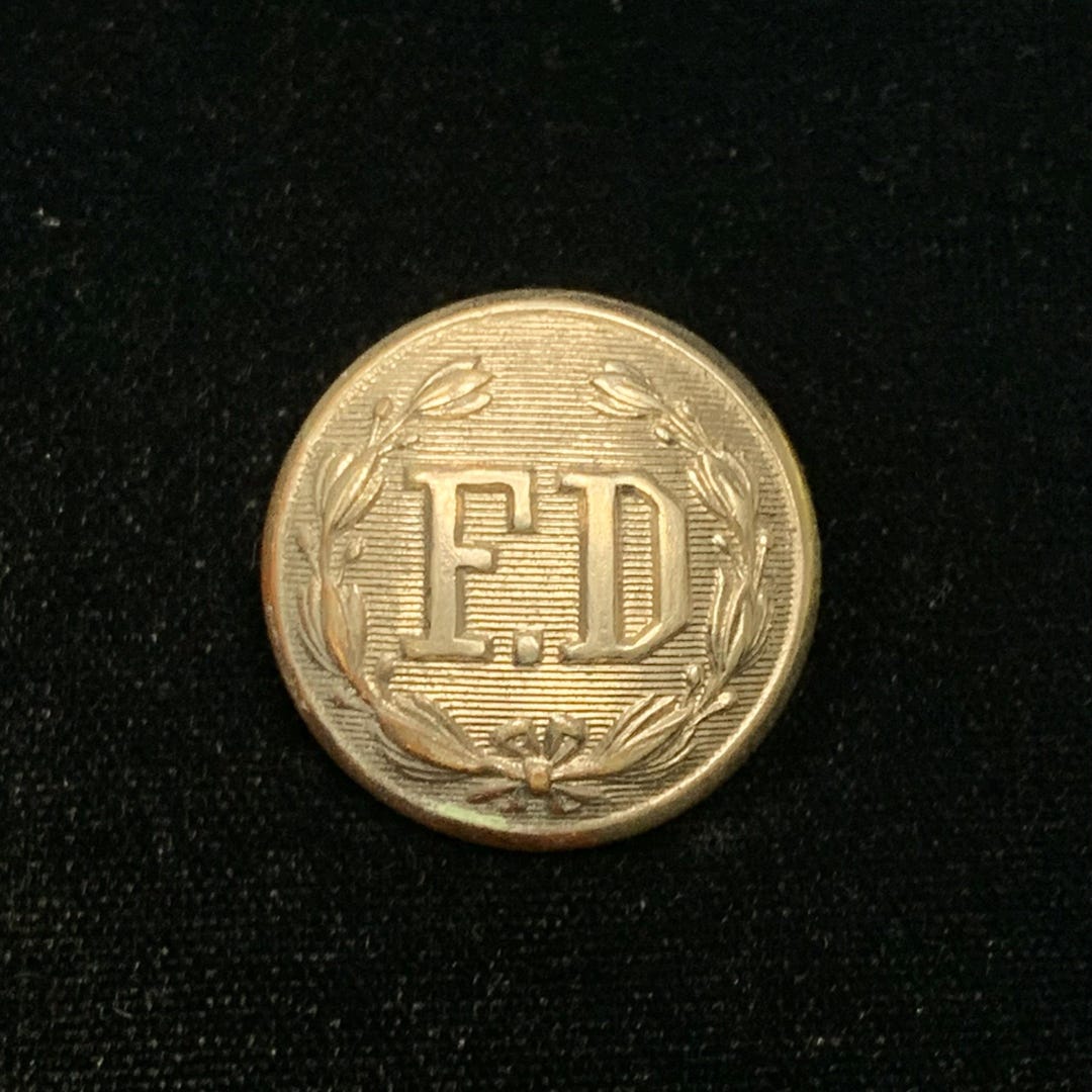 Laurel Wreath Fire Department Uniform Button - Waterbury Button Co ...