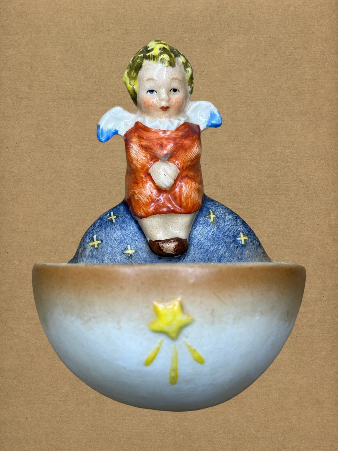 Hummel Holy Water Angel Made in Germany HW 53 Impressed Mark With Blue Bee Stamp Hand Painted ...