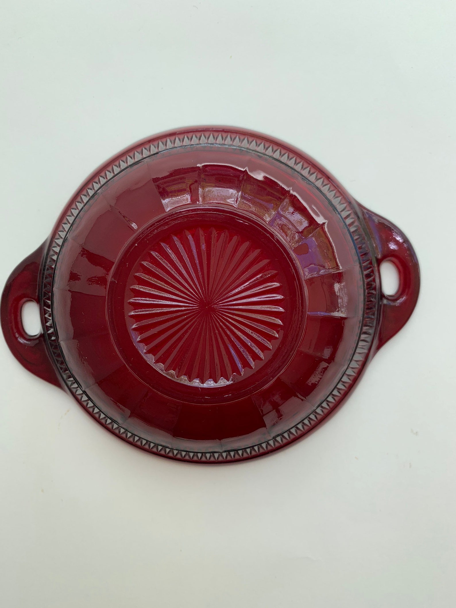 Pressed Ruby Glass Patterned Candy Dish Vintage - Etsy