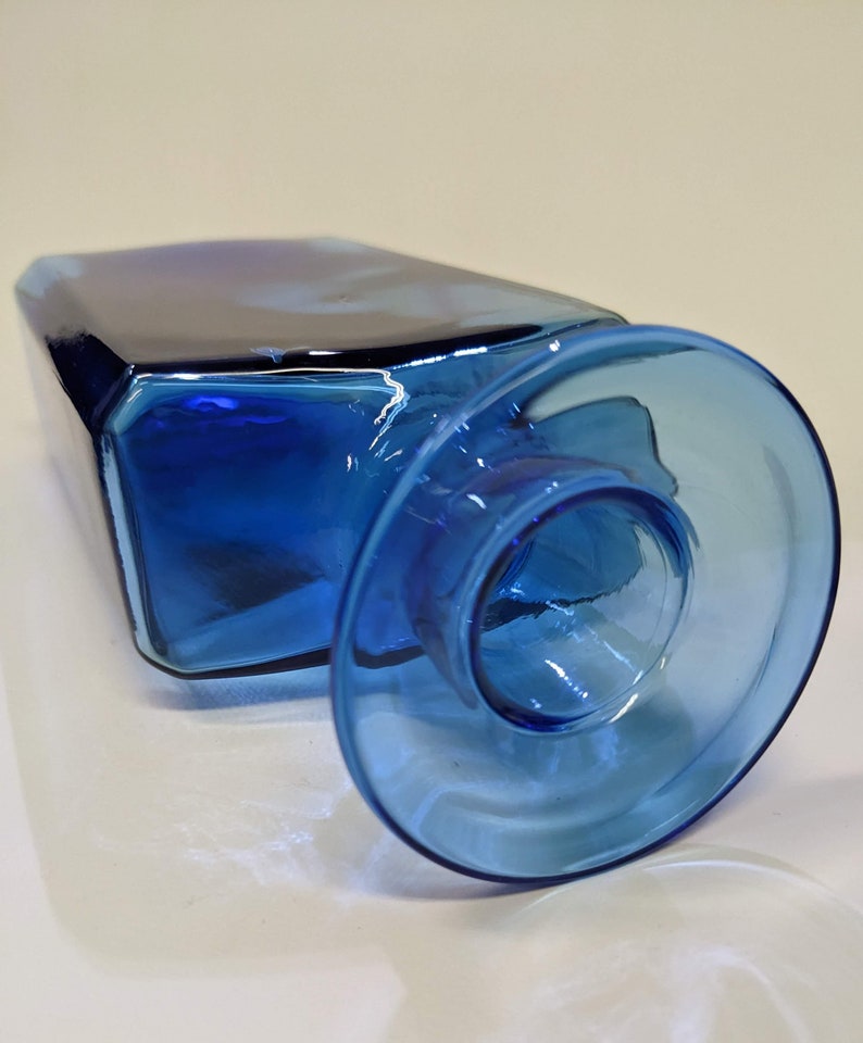 Handblown Blue Glass Decanter With Handblown Stopper Mid - Etsy