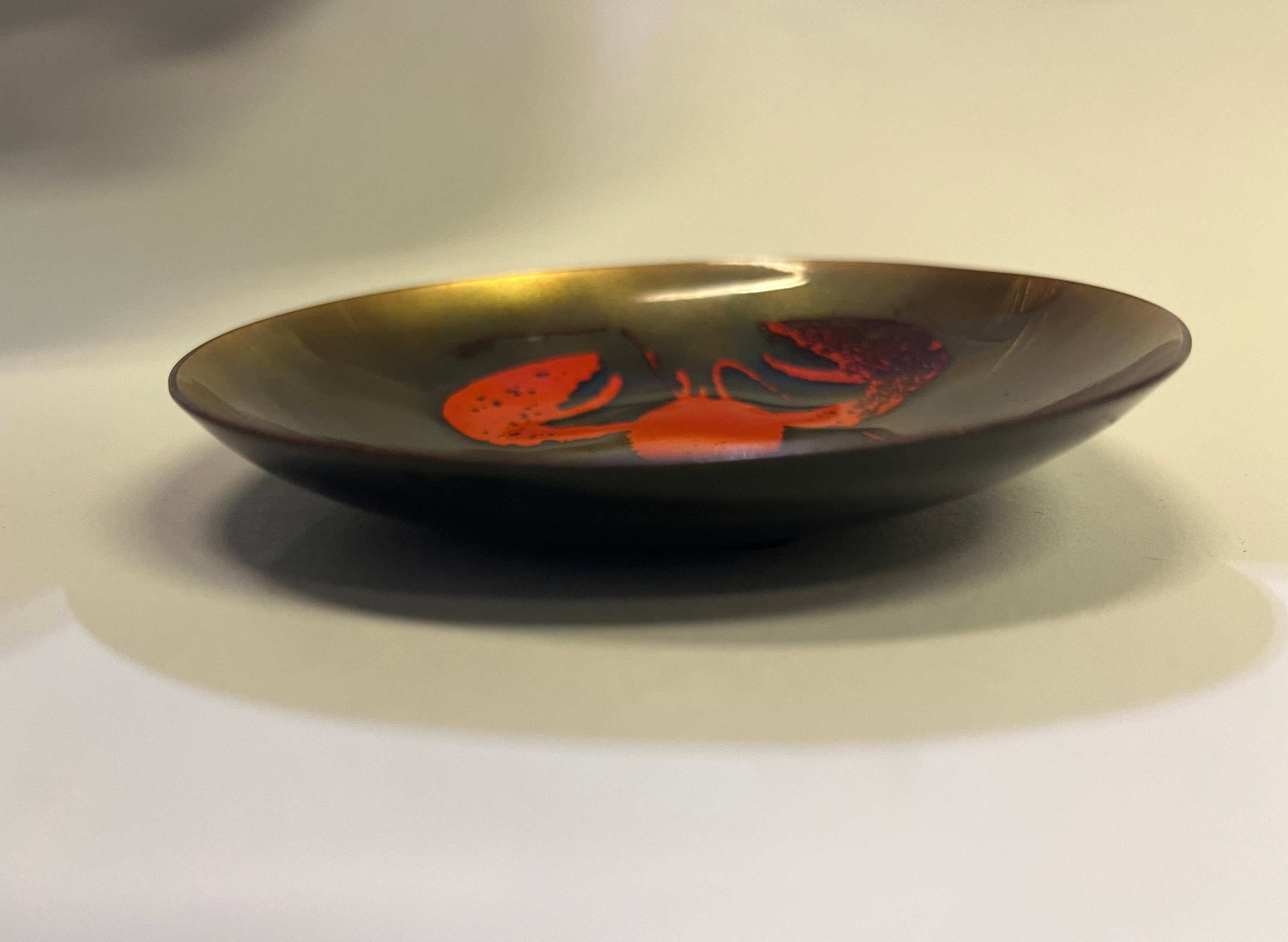 Enamel Copper Abstract Lobster Dish Plate - Handcrafted Bovano of ...