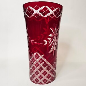 Ruby Red Crystal Engraved Hurricane - Ruby Crystal Candle Chimney ...