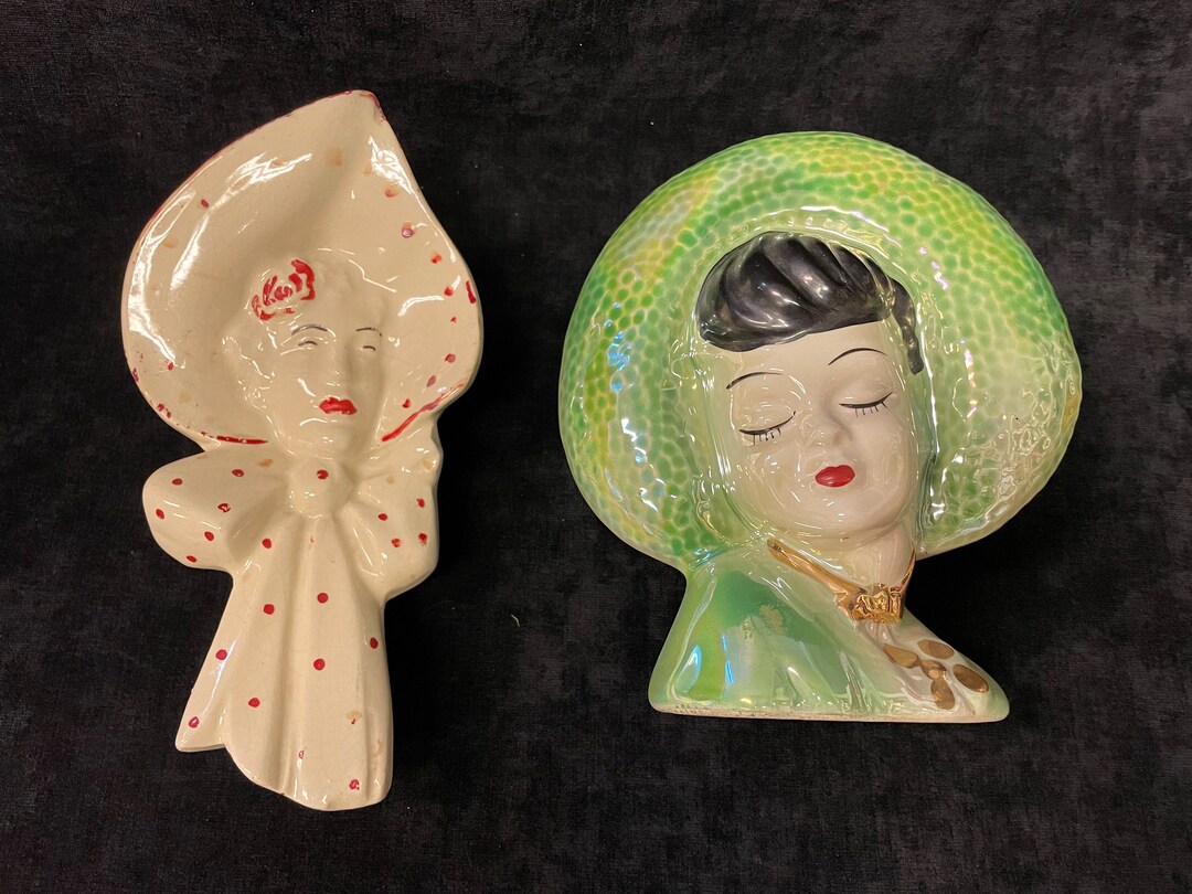 Head Wall Pockets, Ceramic Women in Hats Sold Individually - Etsy