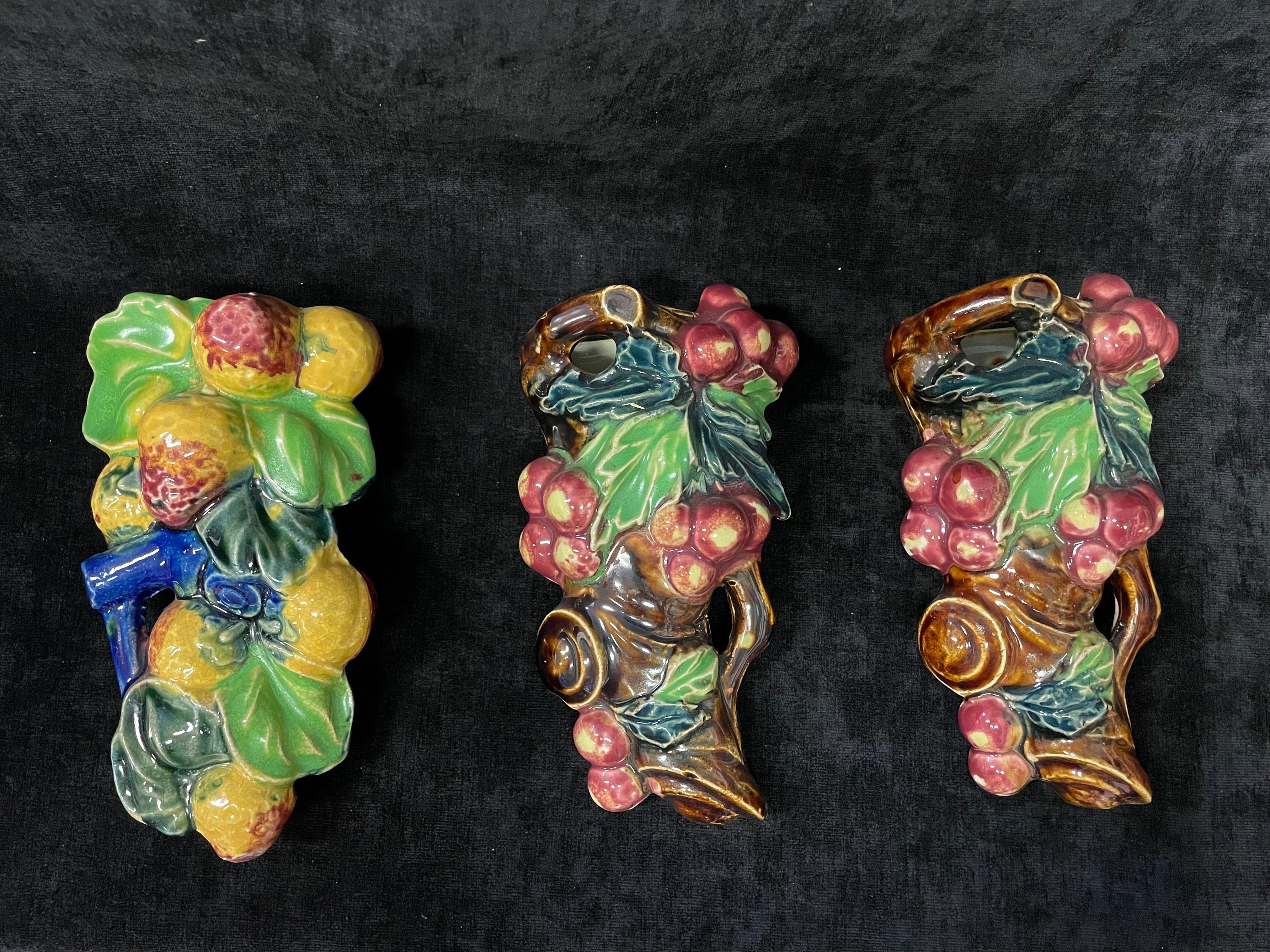 Ceramic Wall Pockets in Majolica Style With Fruit Designs 3 - Etsy