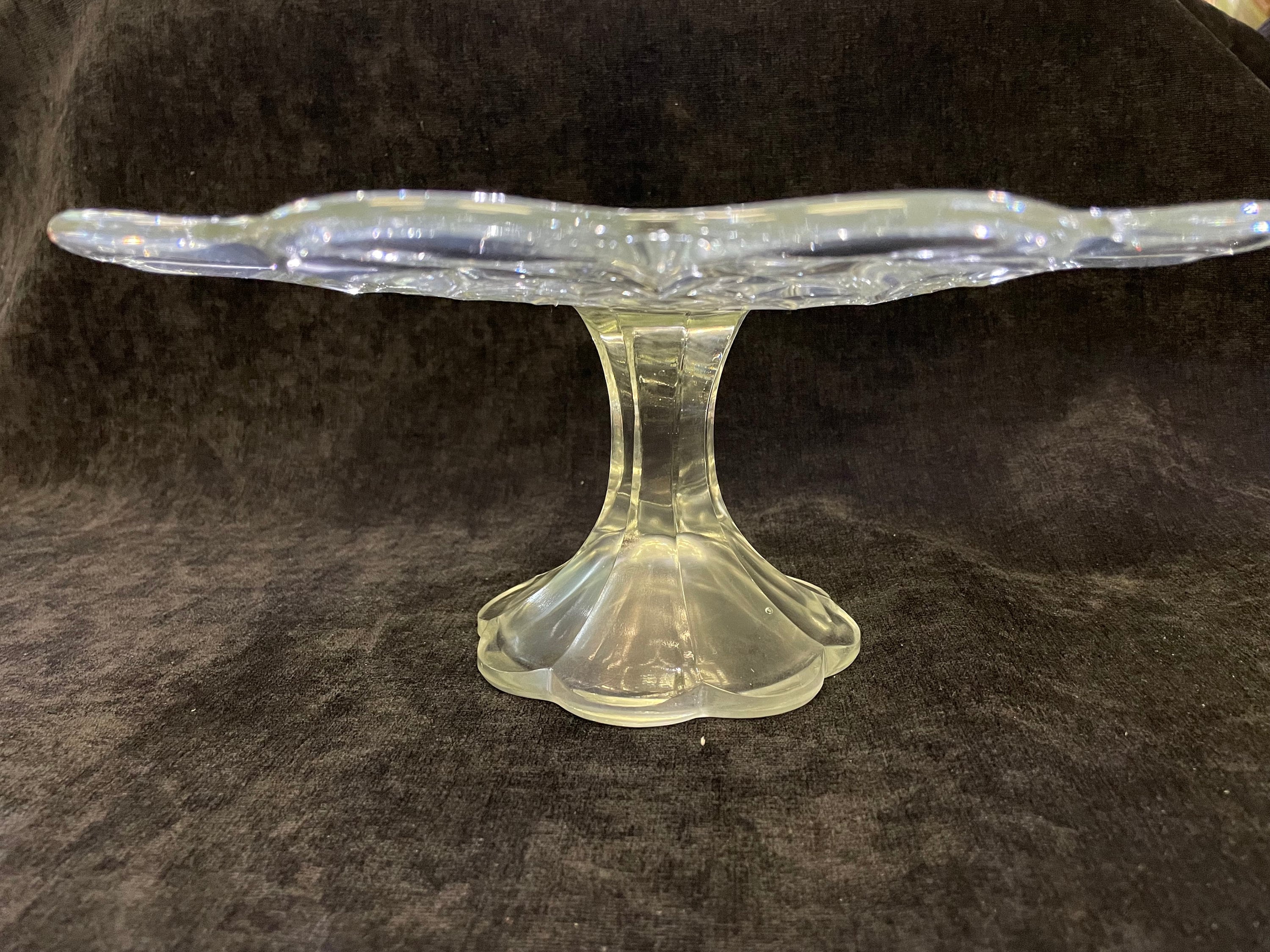 L.E. Smith Glass Cake Stand Petal Glass Georgian Honeycomb - Etsy