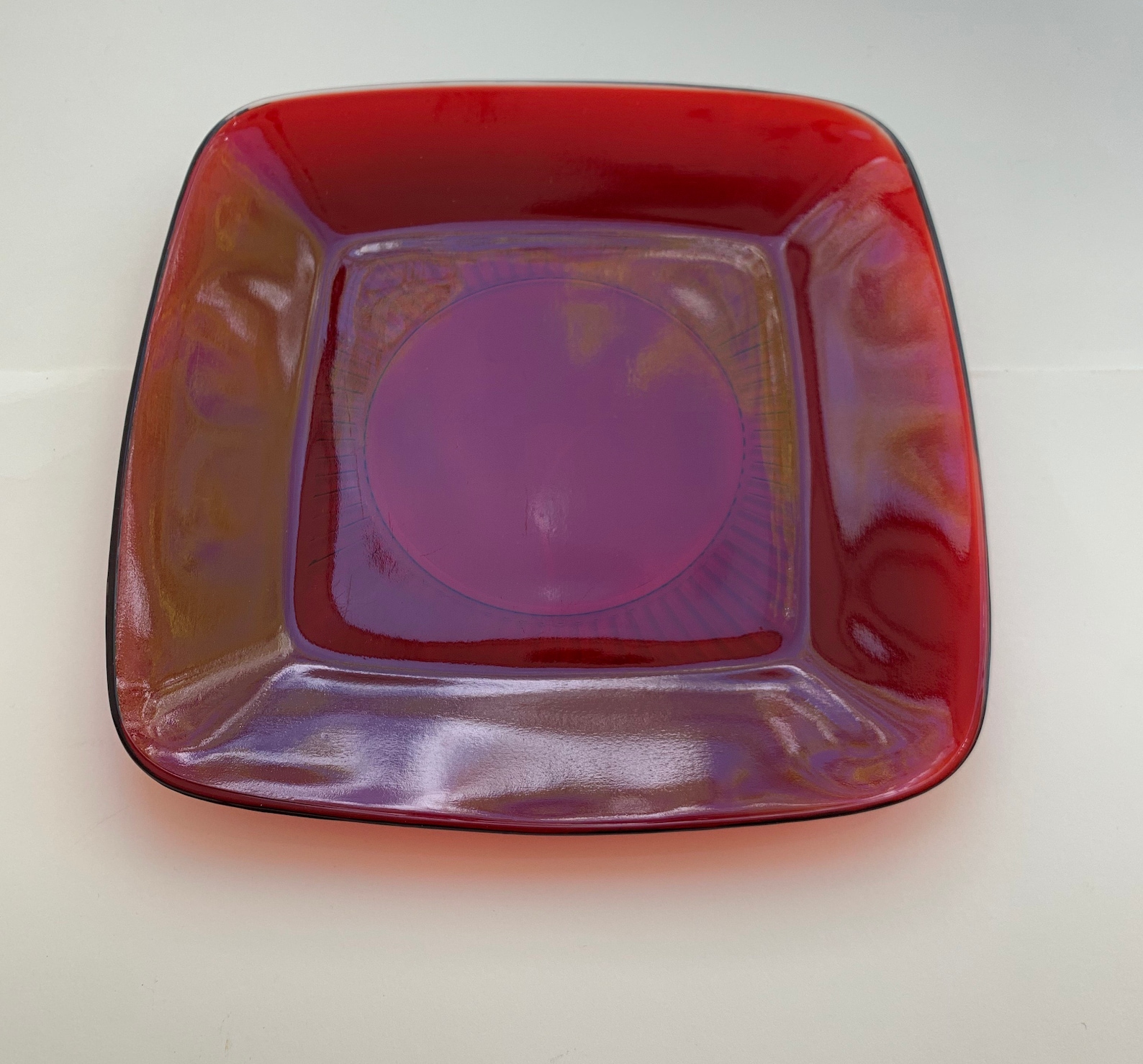 Ruby Glass Depression Glass Square Patterned Plate 8.25 - Etsy UK