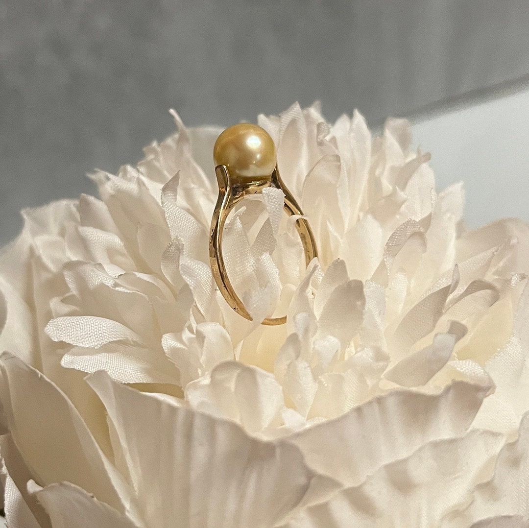 Cultured Pearl Setting on 10K Gold Two Prong Band - Etsy