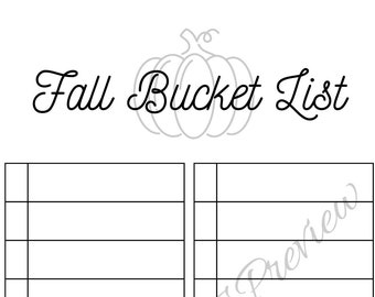 Printable Blank Fall Bucket List - Etsy