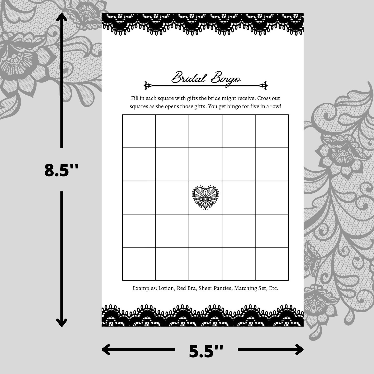 Bridal Bingo Lingerie Shower Game Printable Pdf Download Lace Theme Etsy