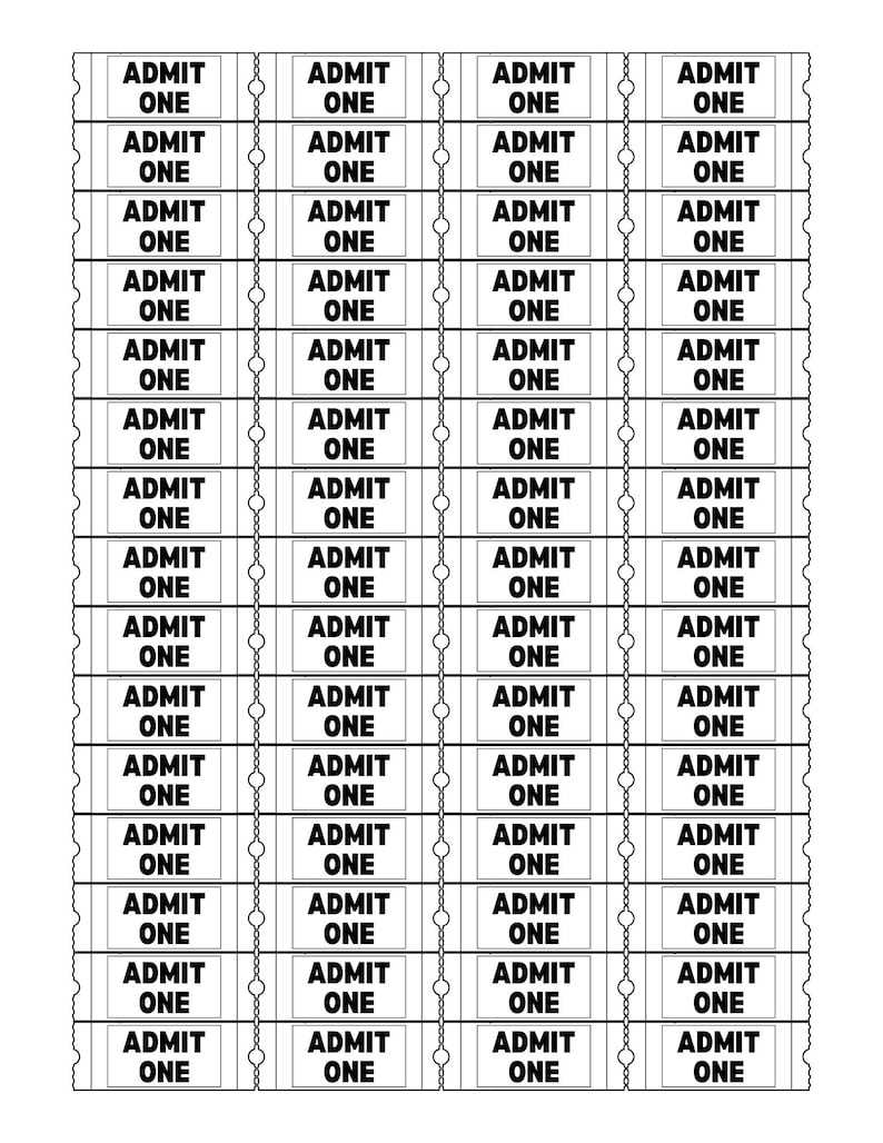 Printable Ticket Sheet | Carnival Game Tickets | Fair Ride Tickets - Etsy
