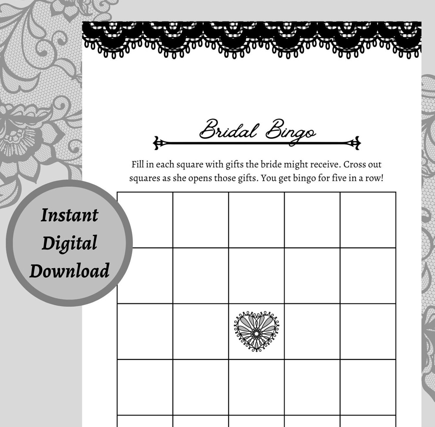 Bridal Bingo Lingerie Shower Game Printable Pdf Download Lace Theme Etsy