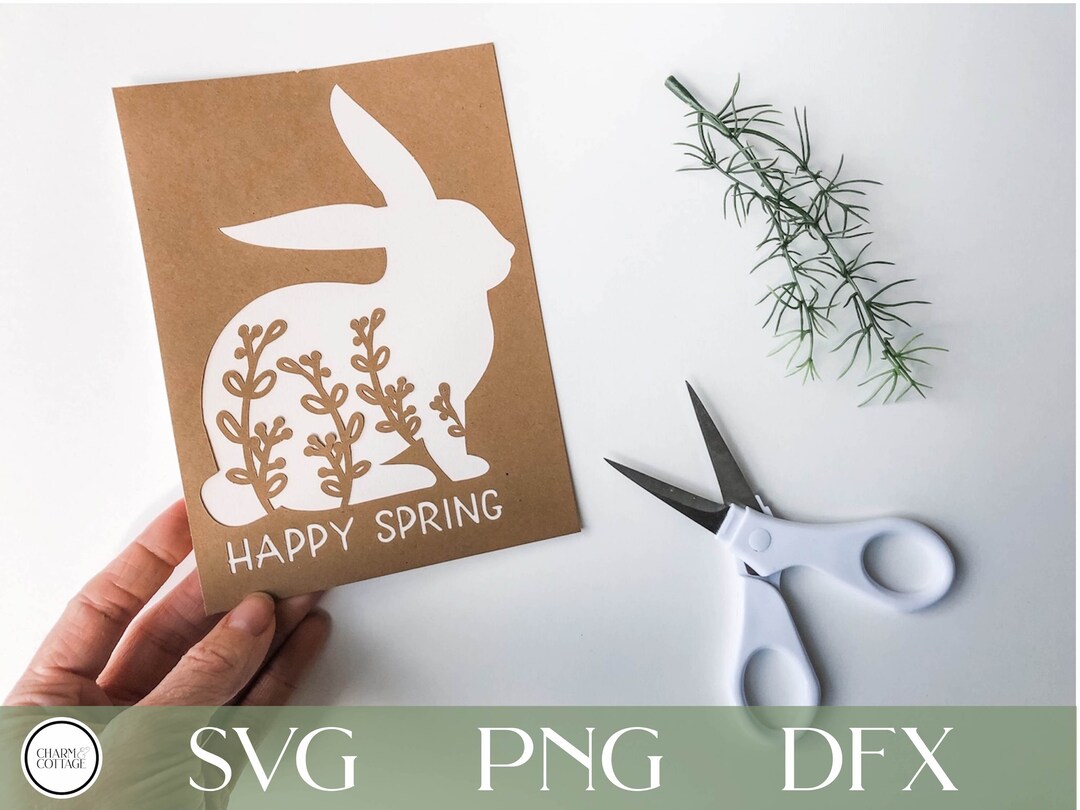 Happy Spring Floral Bunny Cut Files, for Cricut or Silhouette, Happy ...