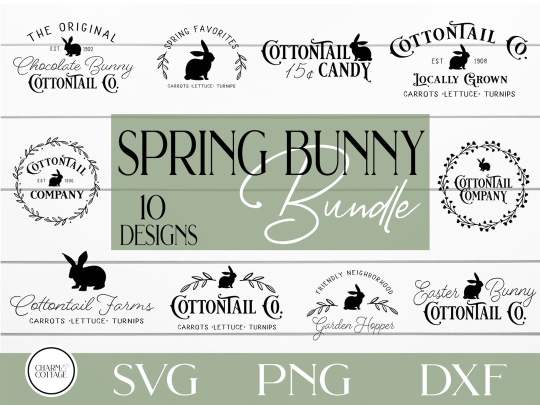 Spring Bunny Bundle Cutfiles, 10 Unique Designs, for Cricut or ...