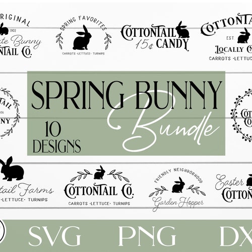 Spring Bunny Bundle Cutfiles 10 Unique Designs for Cricut or | Etsy