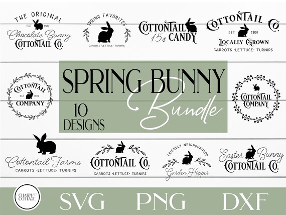 Spring Bunny Bundle Cutfiles 10 Unique Designs for Cricut or | Etsy