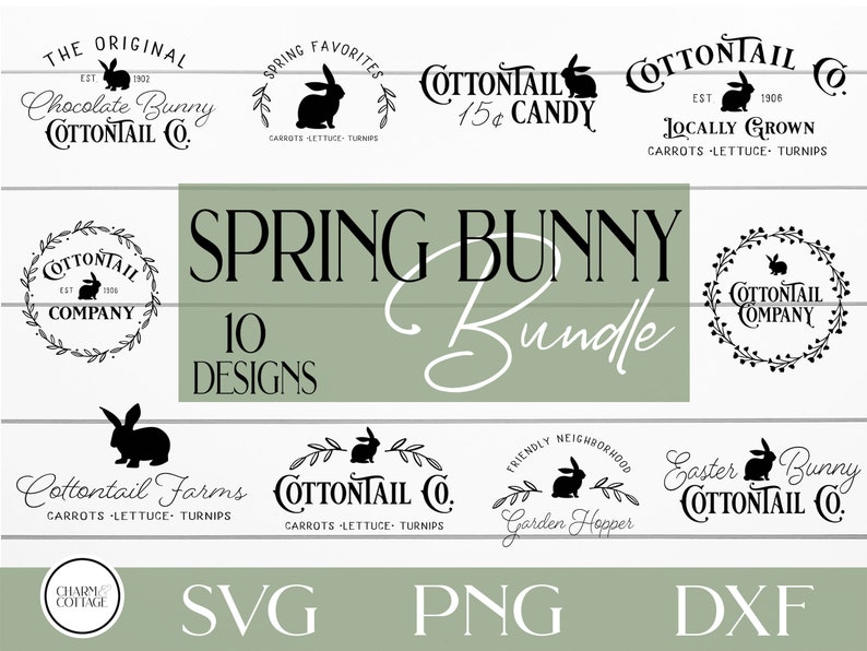 Spring Bunny Bundle Cutfiles 10 Unique Designs for Cricut or | Etsy