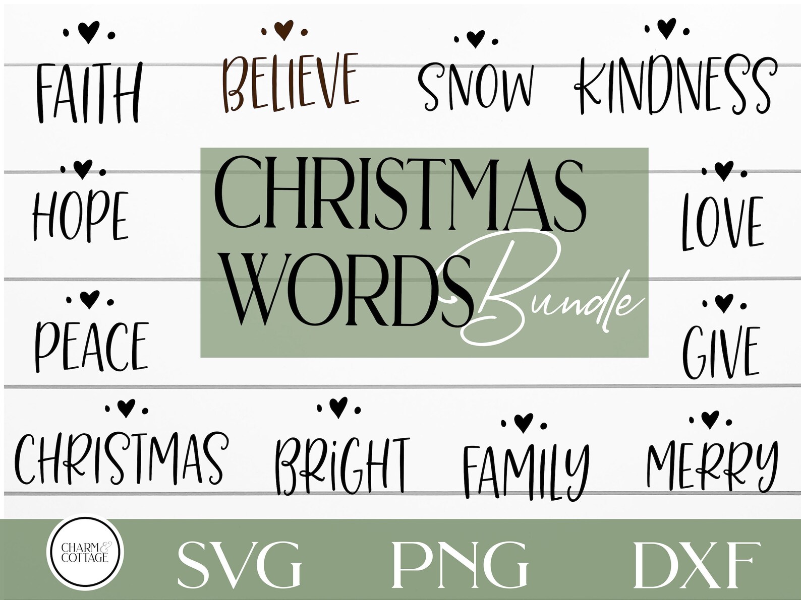 Christmas Words SVG Bundle for Cricut or Silhouette - Etsy