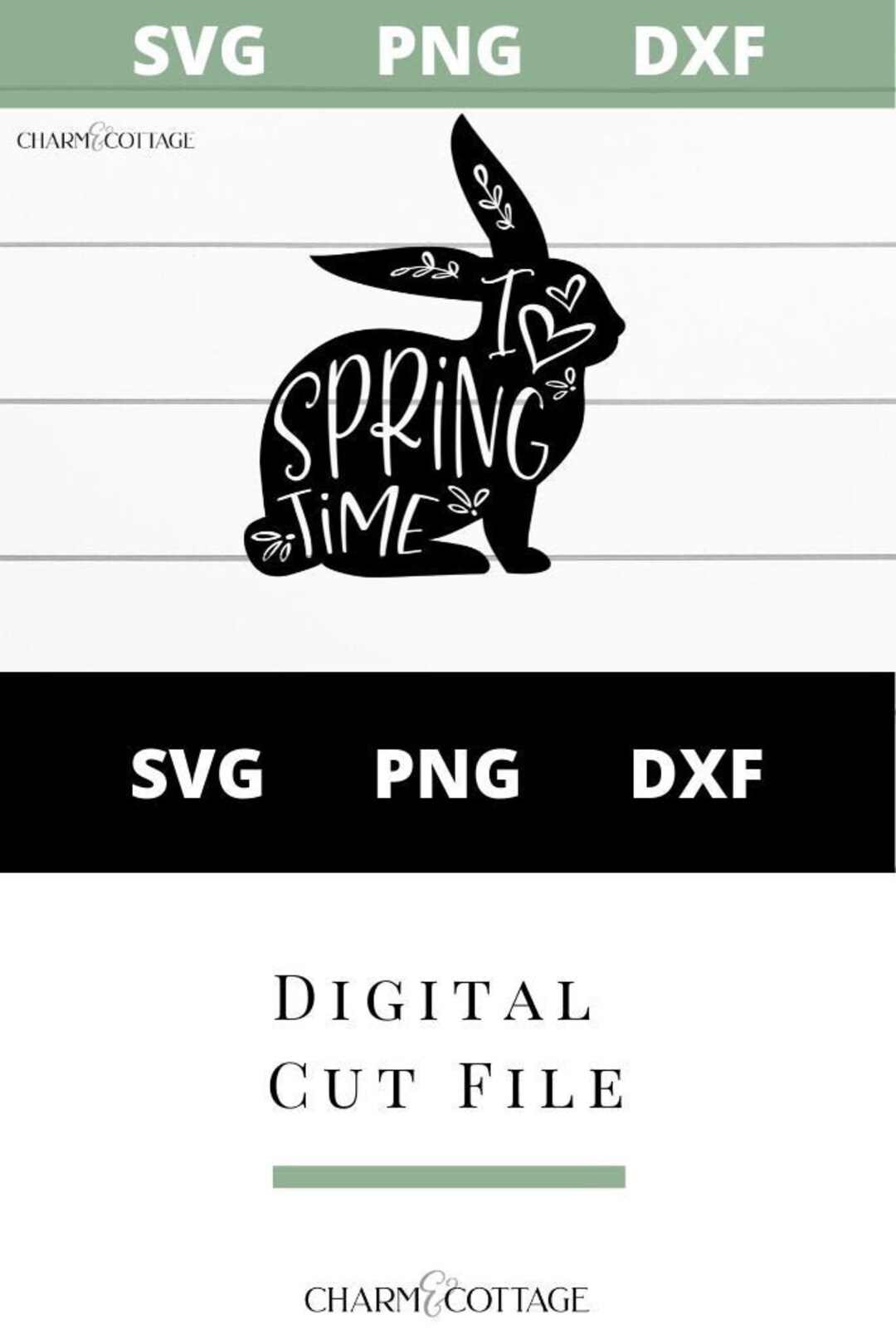 I Love Springtime Cut Files, for Cricut or Silhouette, Spring Bunny Svg ...