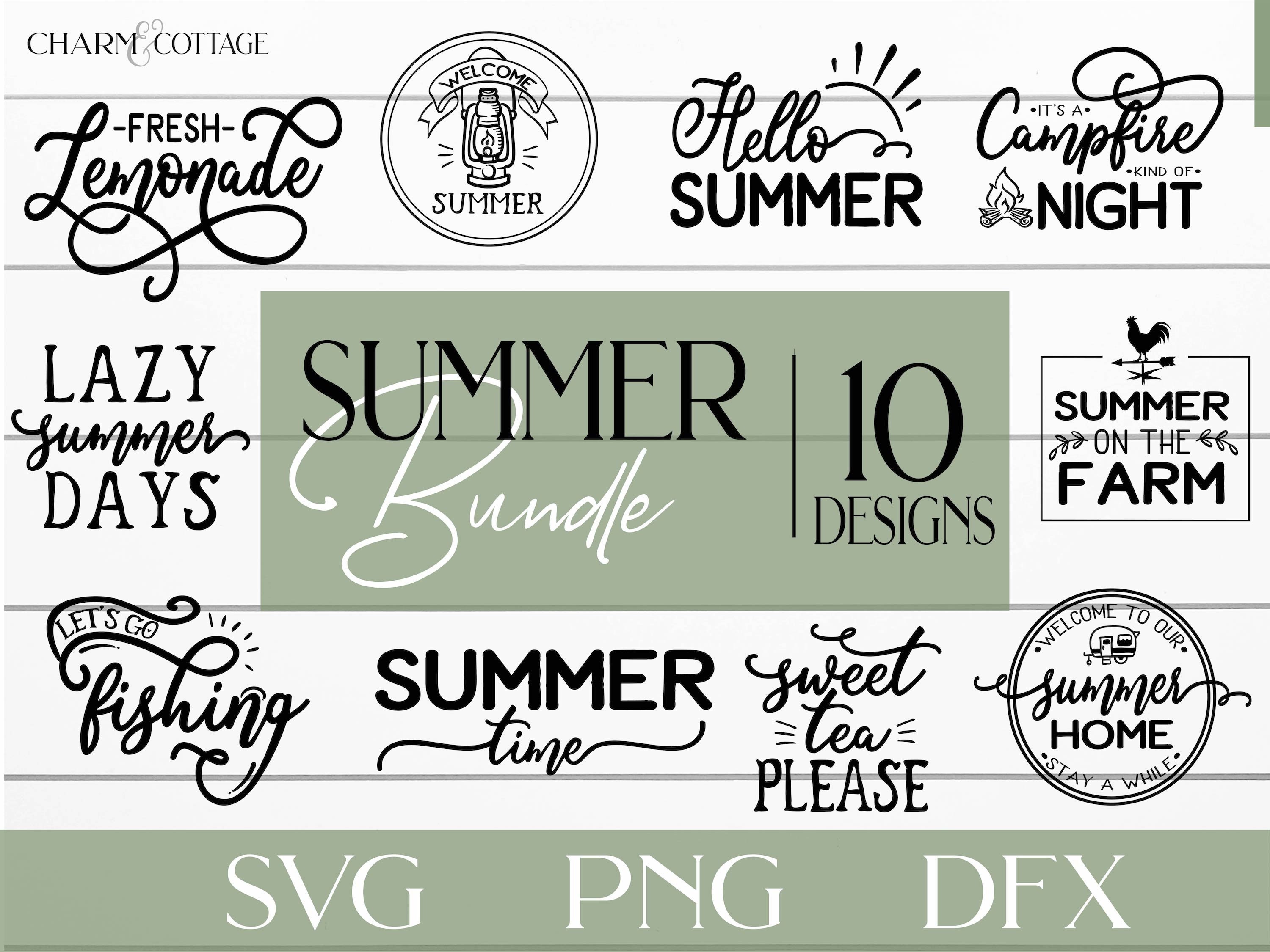 Summer Svg Bundle, Cricut or Silhouette, Farmhouse Summer Svg, Summer ...