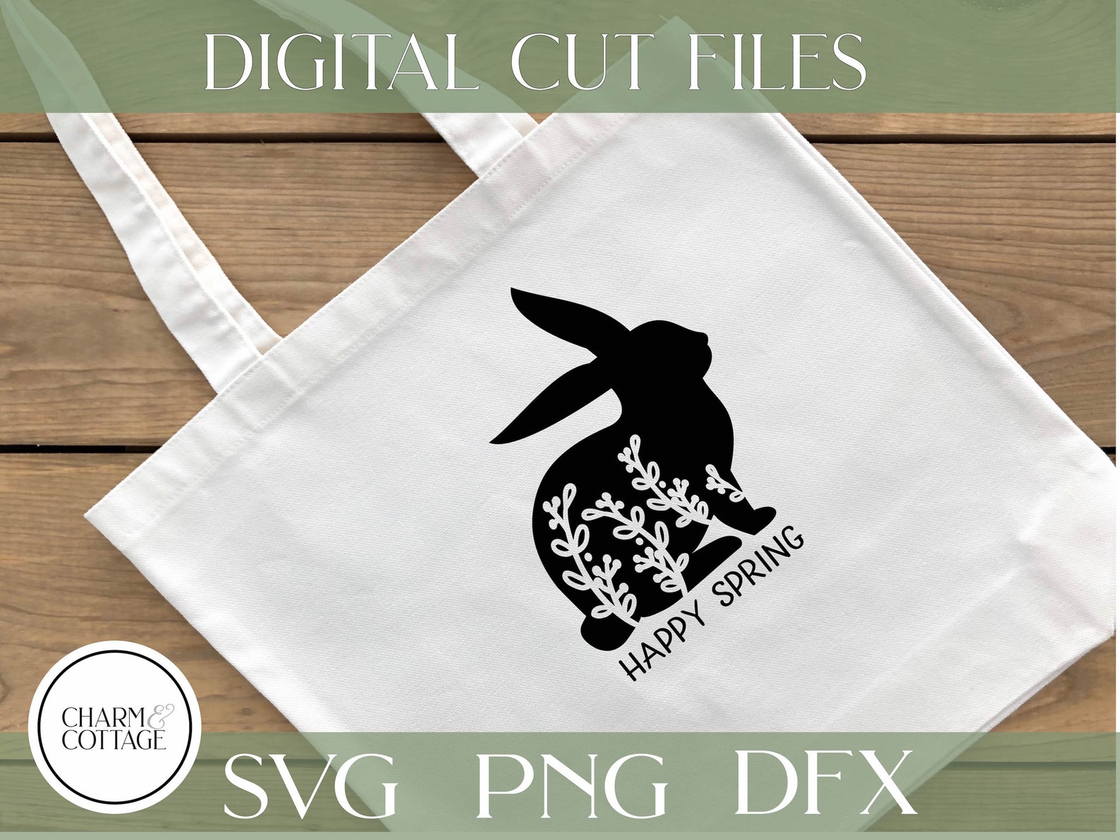 Happy Spring Floral Bunny Cut Files for Cricut or Silhouette - Etsy