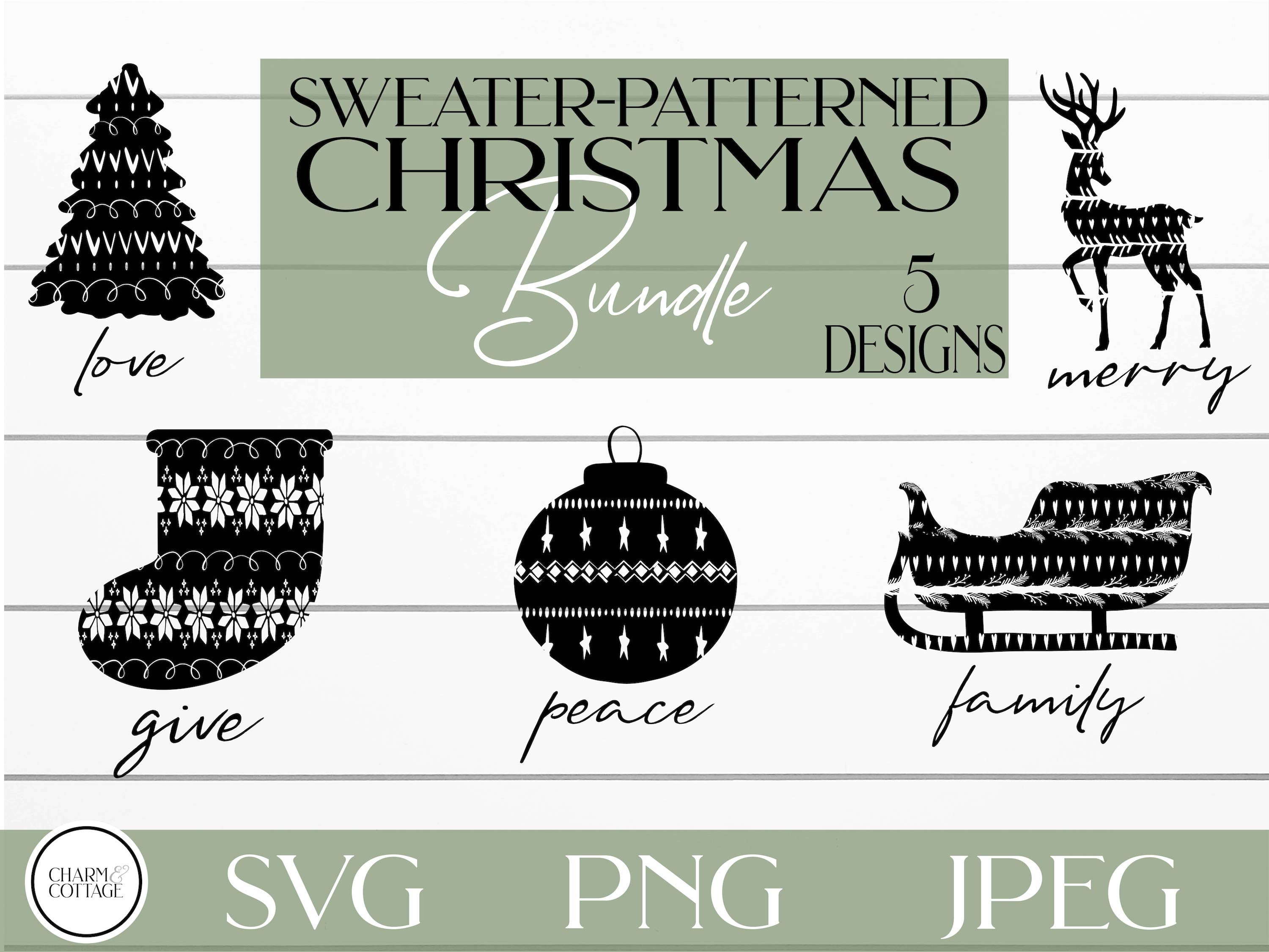 Sweater-Patterned Christmas Design Bundle Cutfiles SVG PNG | Etsy