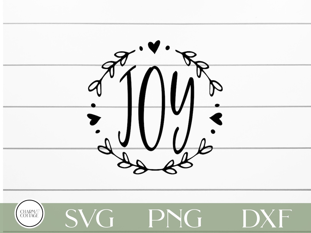 Joy Wreath SVG, for Cricut or Silhouette, Christmas Ornament Svg, Round ...