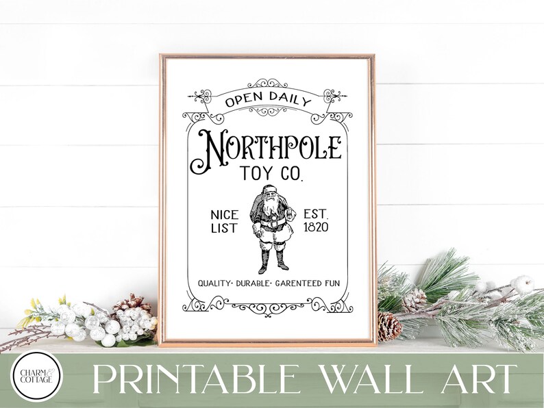 North Pole Toy Company Christmas Wall Art Printable - Etsy