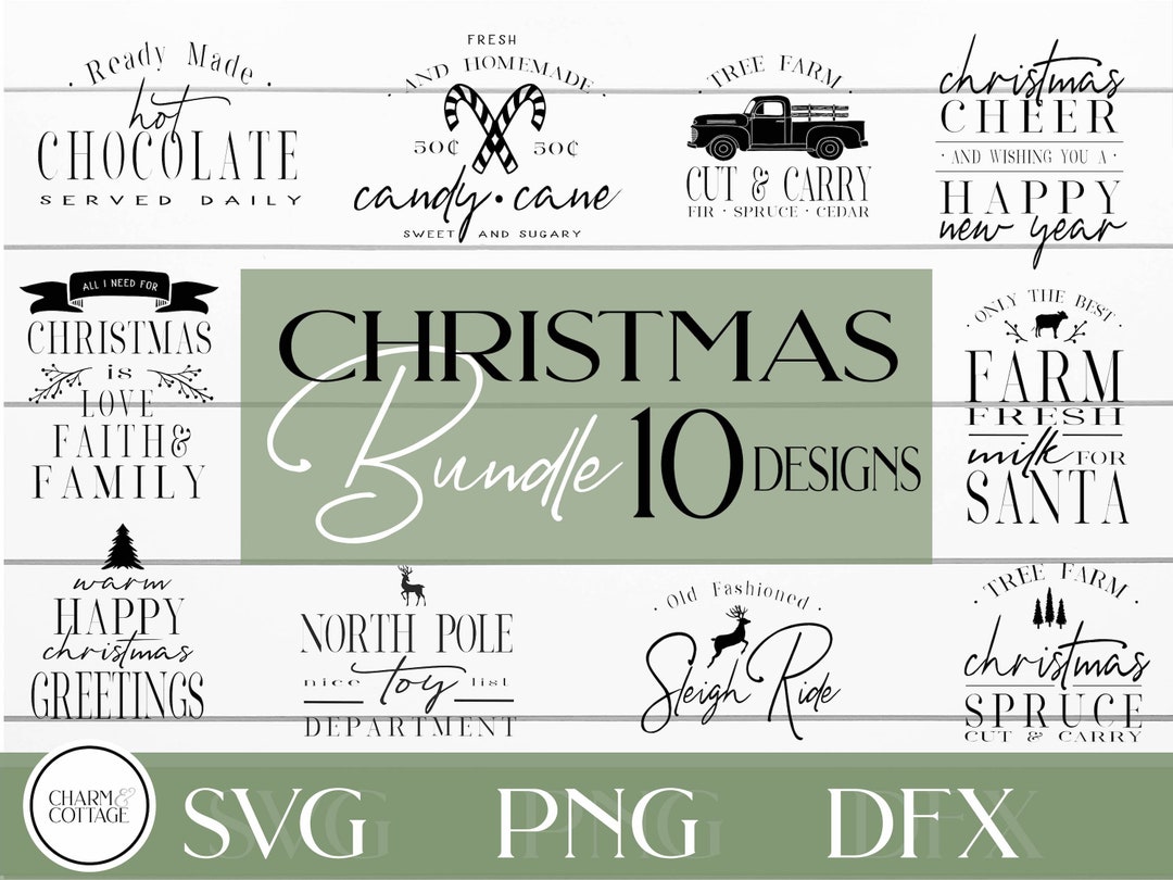 Christmas Cutfile Bundle, for Cricut or Silhouette, Farmhouse Christmas ...