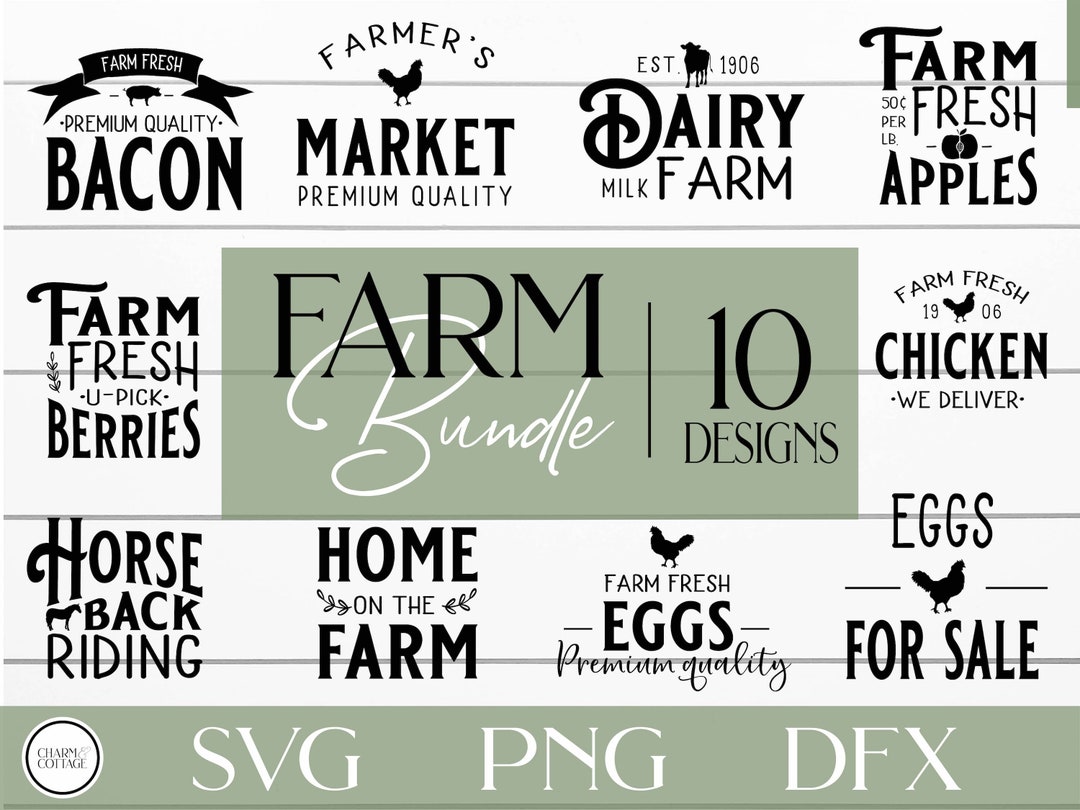Farm SVG Bundle, for Cricut or Silhouette, Farm Sign Svg, Farmhouse ...