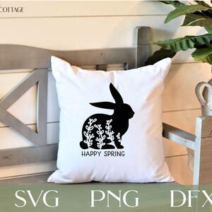Happy Spring Floral Bunny Cut Files, for Cricut or Silhouette, Happy ...