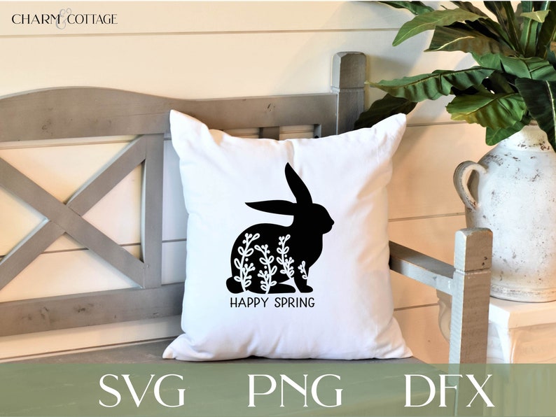 Happy Spring Floral Bunny Cut Files for Cricut or Silhouette - Etsy