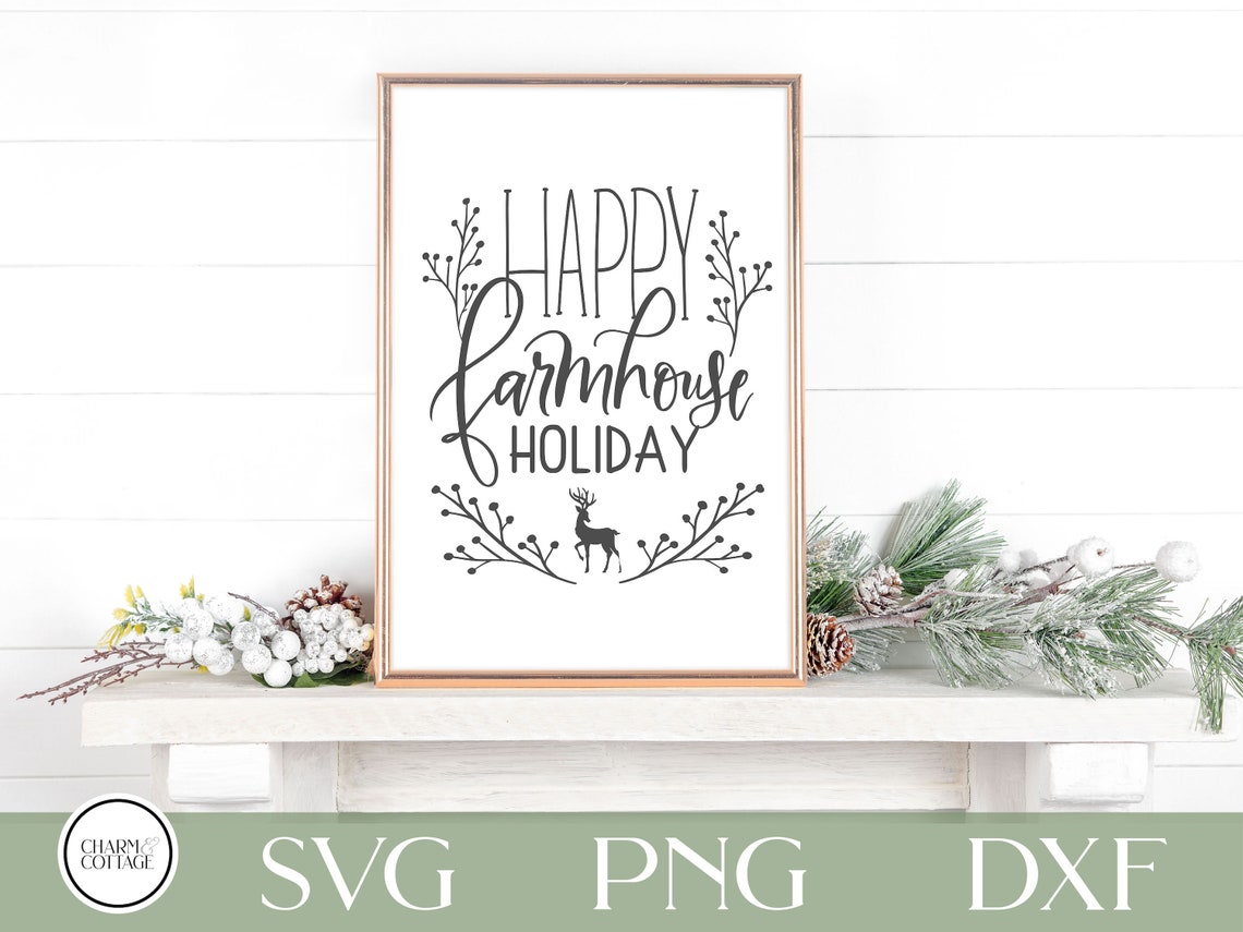 Happy Farmhouse Holiday Cutfile for Cricut or Silhouette | Etsy