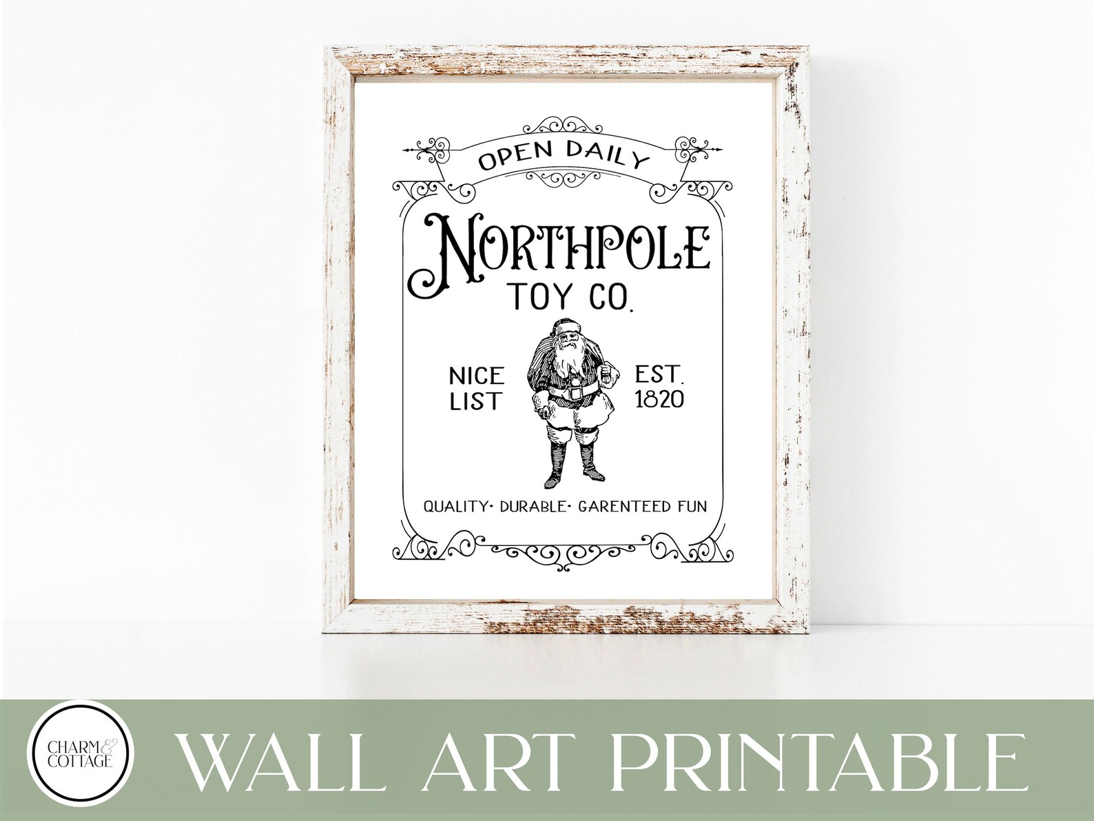 North Pole Toy Company, Christmas Wall Art, Printable Farmhouse Decor ...