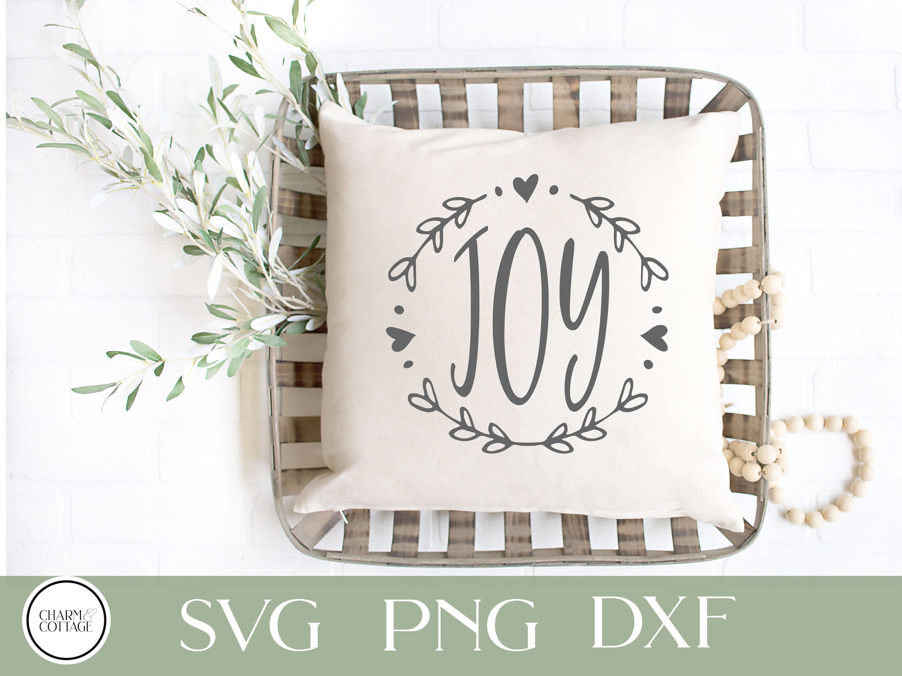 Joy Wreath SVG, for Cricut or Silhouette, Christmas Ornament Svg, Round ...