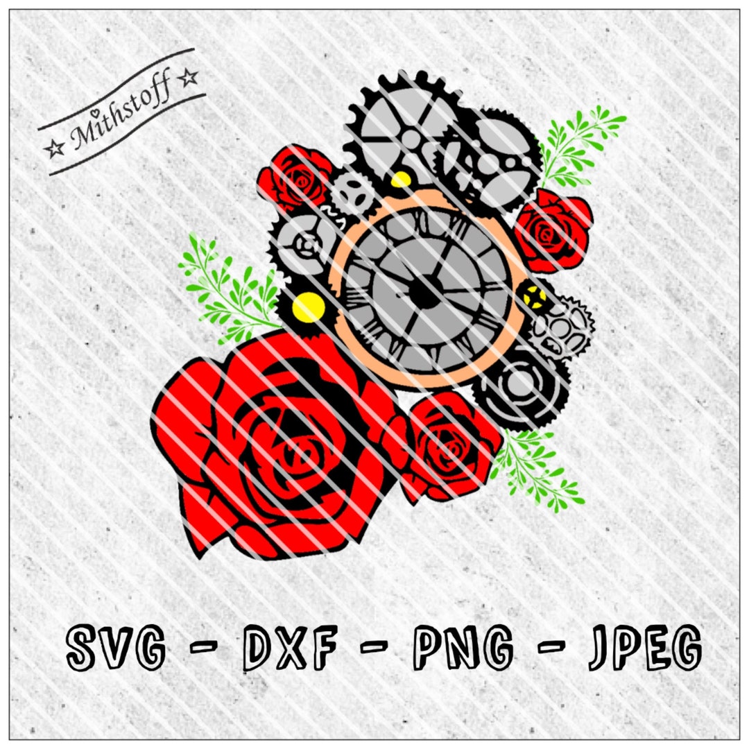 Plotter File Wheel of Time SVG DXF PNG Jpeg File Gear Roses Clock - Etsy