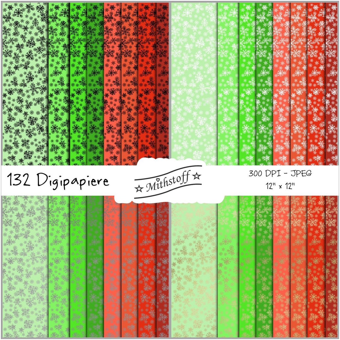 132 X Digital Paper Digipapier Snowflakes Christmas Winter JPEG 12 ...