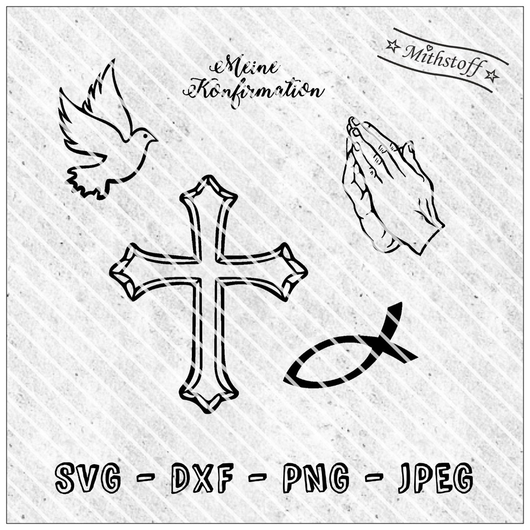 Plotter File Confirmation Dove Praying Hands Cross Invitation Thank You ...