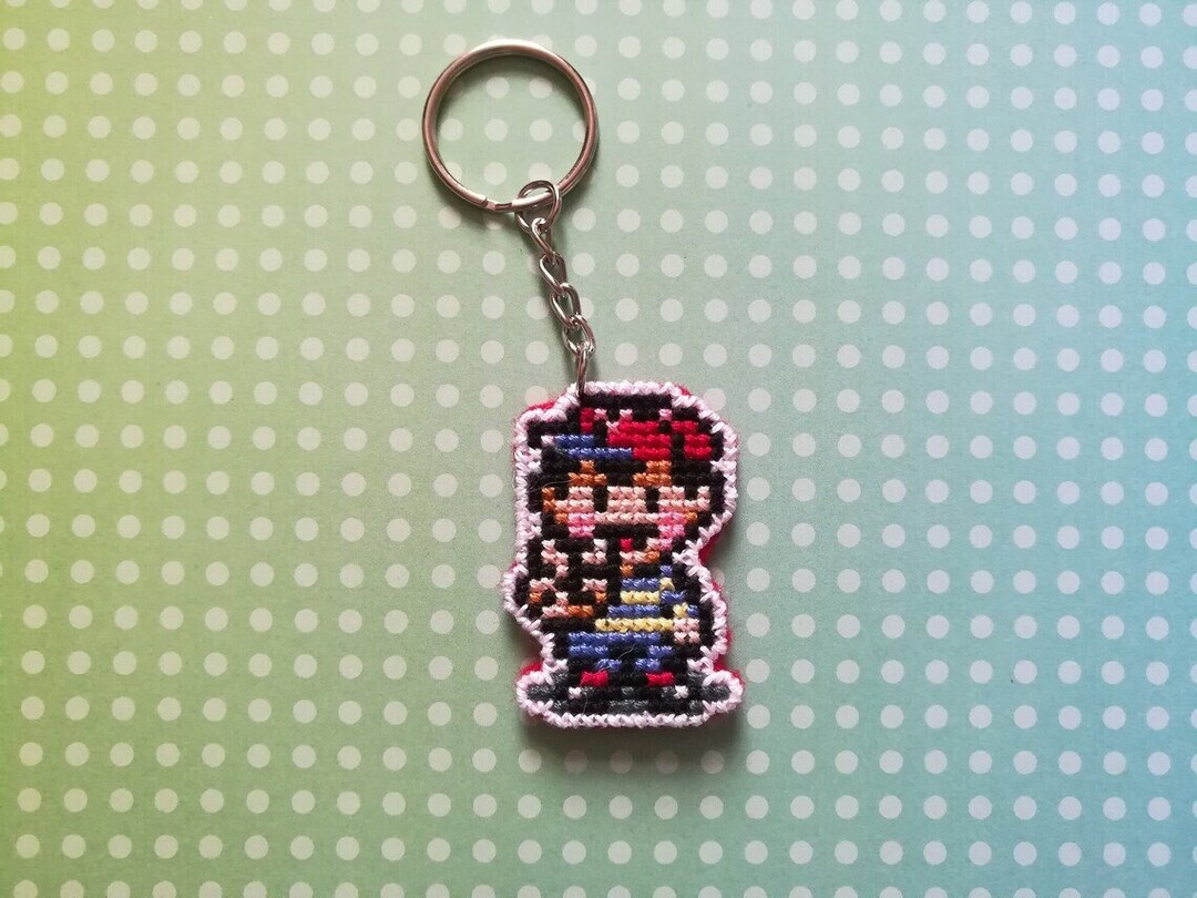 Ness Sprite Handmade Cross Stitch Keychain Earthbound - Etsy