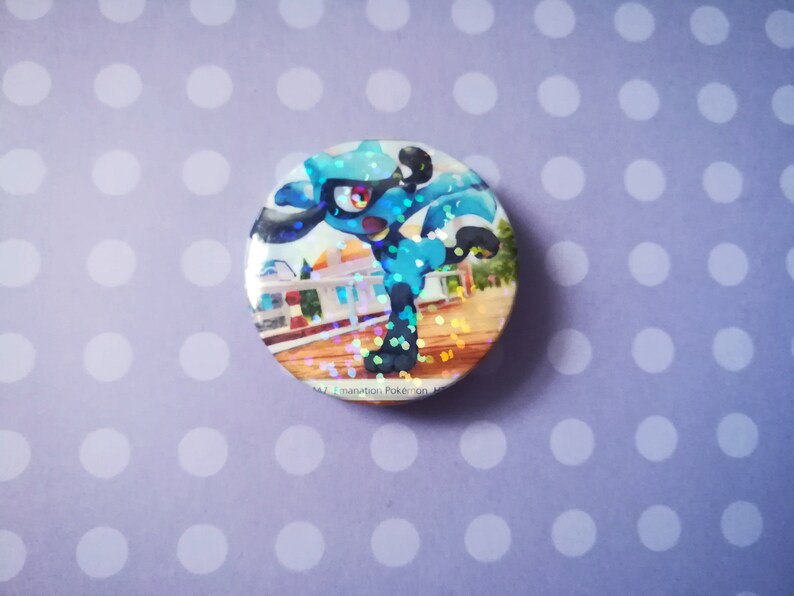 Pikachu, Riolu, Rowlet and Oshawott Upcycled Pokemon Card Badges ...