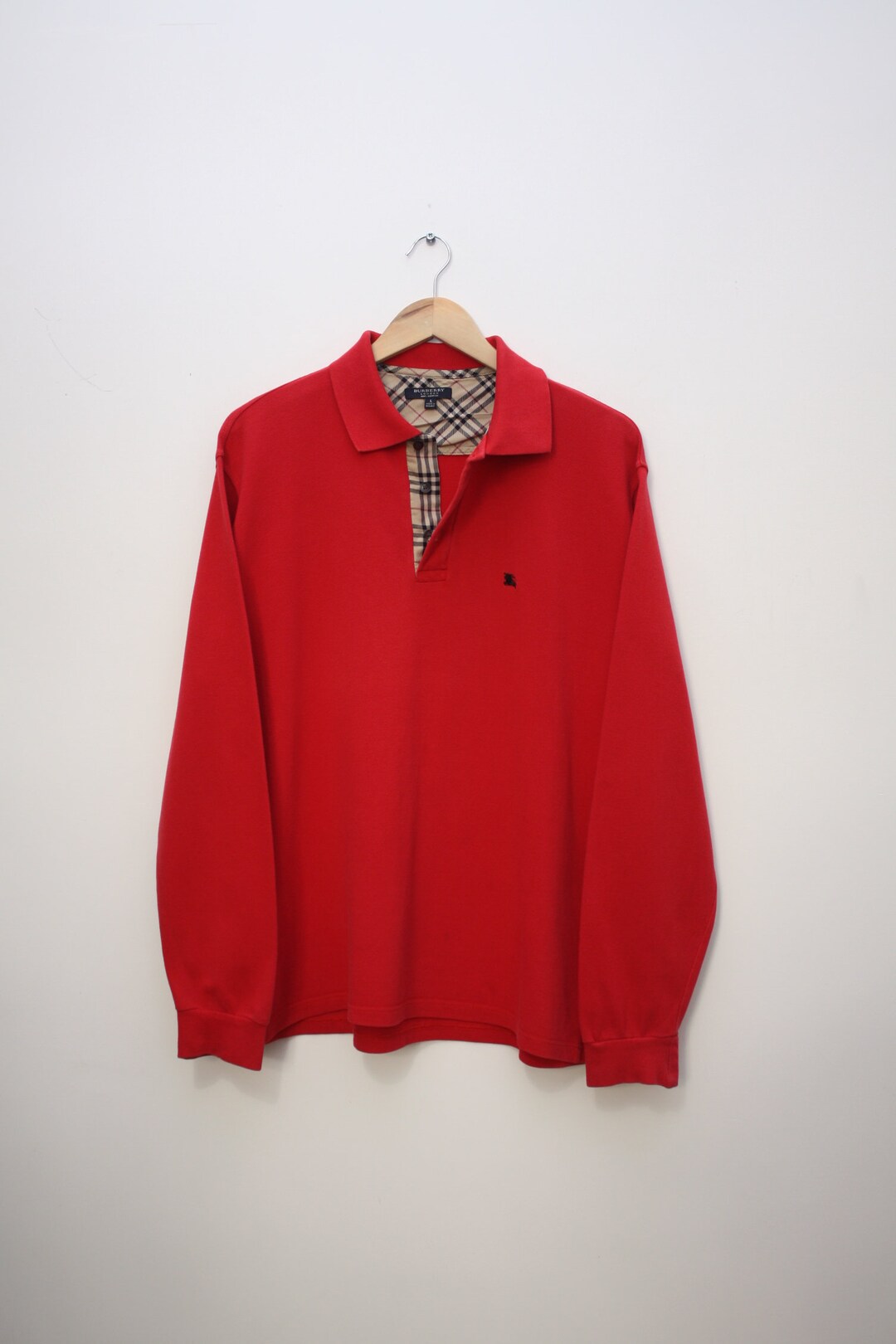 Burberry Red Nova Check Longsleeve Polo Men's Large - Etsy