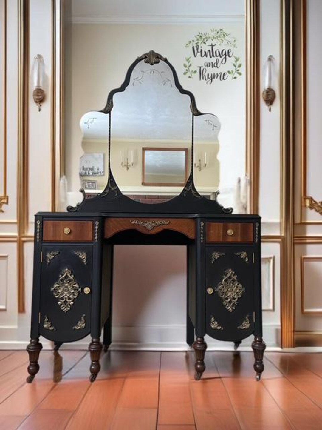 Vintage Jacobean Vanity Makeup Table ** Shipping is Not Free** - Etsy