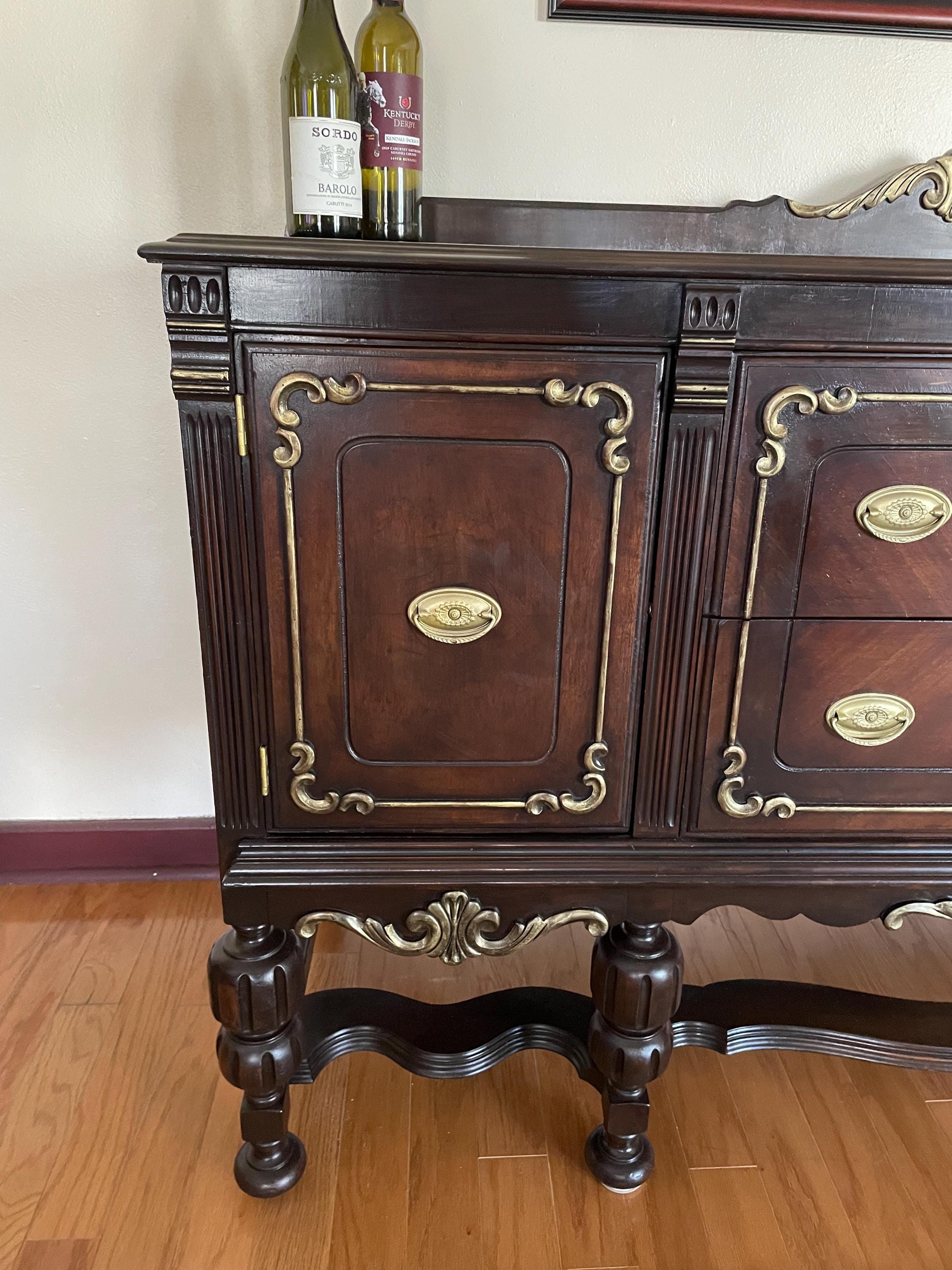Antique Victorian Jacobean Buffet Entryway Console Bathroom Vanity ...