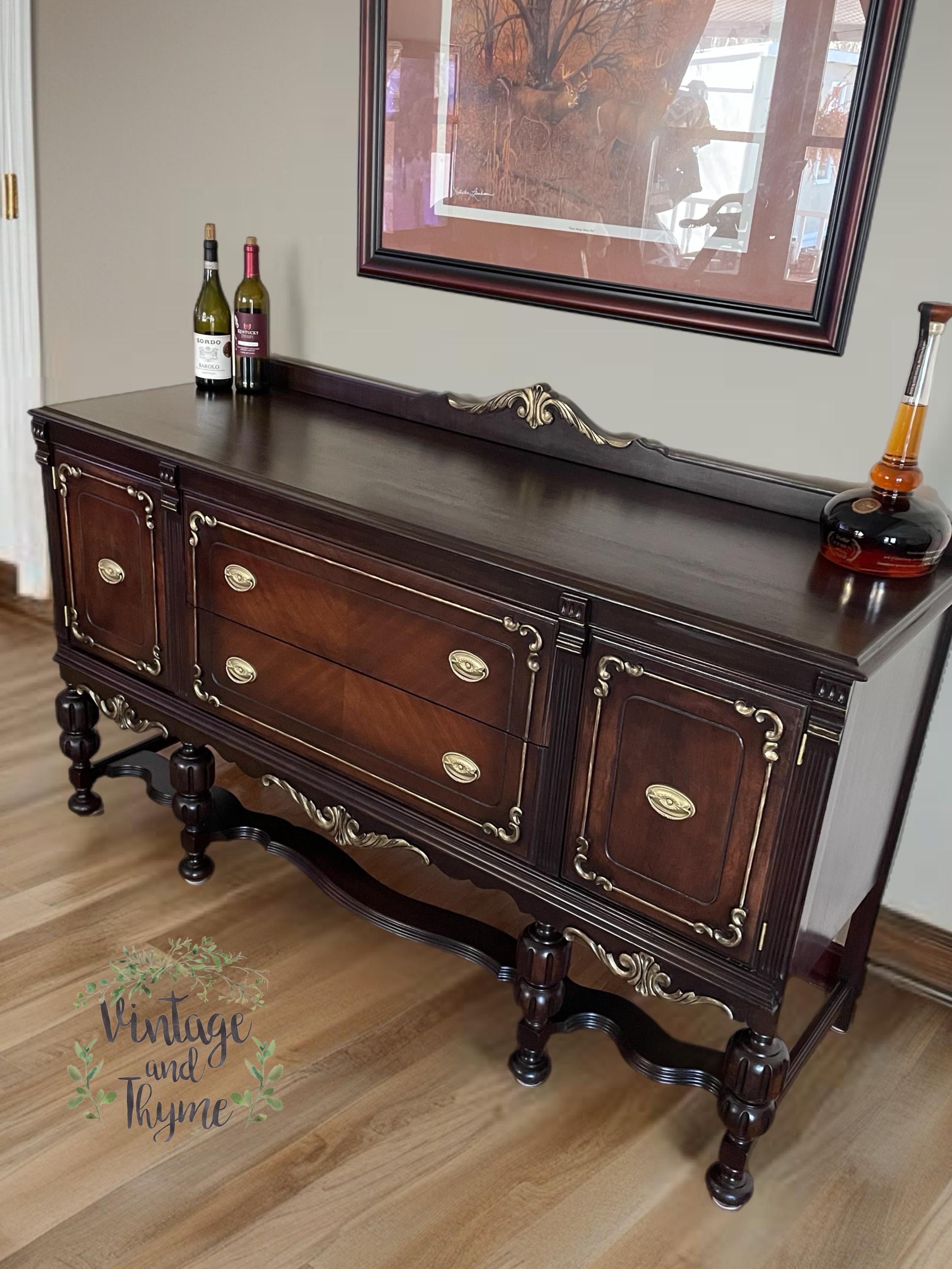 Antique Victorian Jacobean Buffet Entryway Console Bathroom Vanity ...