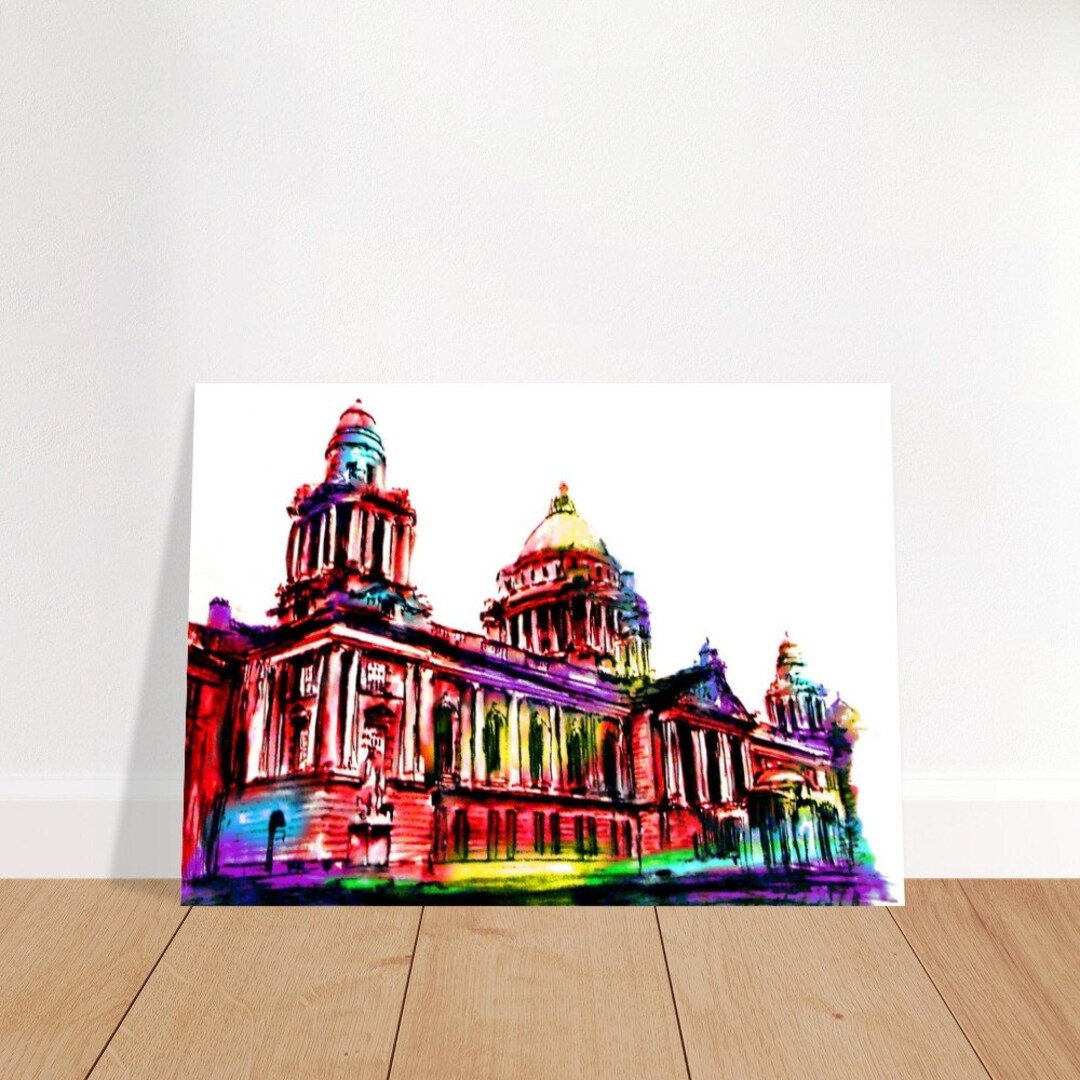 Belfast City Hall Art Print Colourful Wedding Gift Cityscape City ...