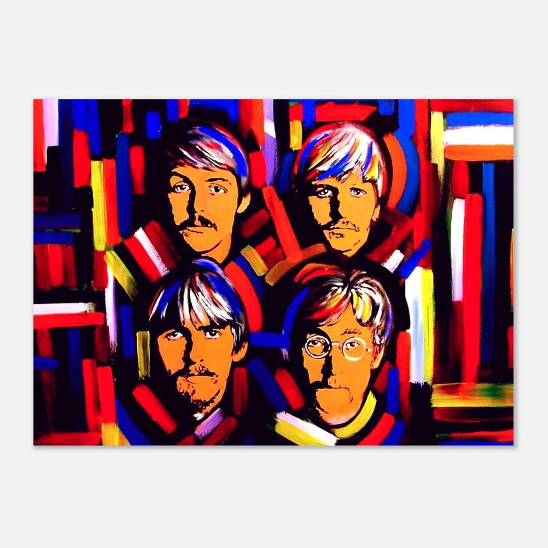The Beatles Art Print, Colourful Psychedelic Modern Artist Prints ...