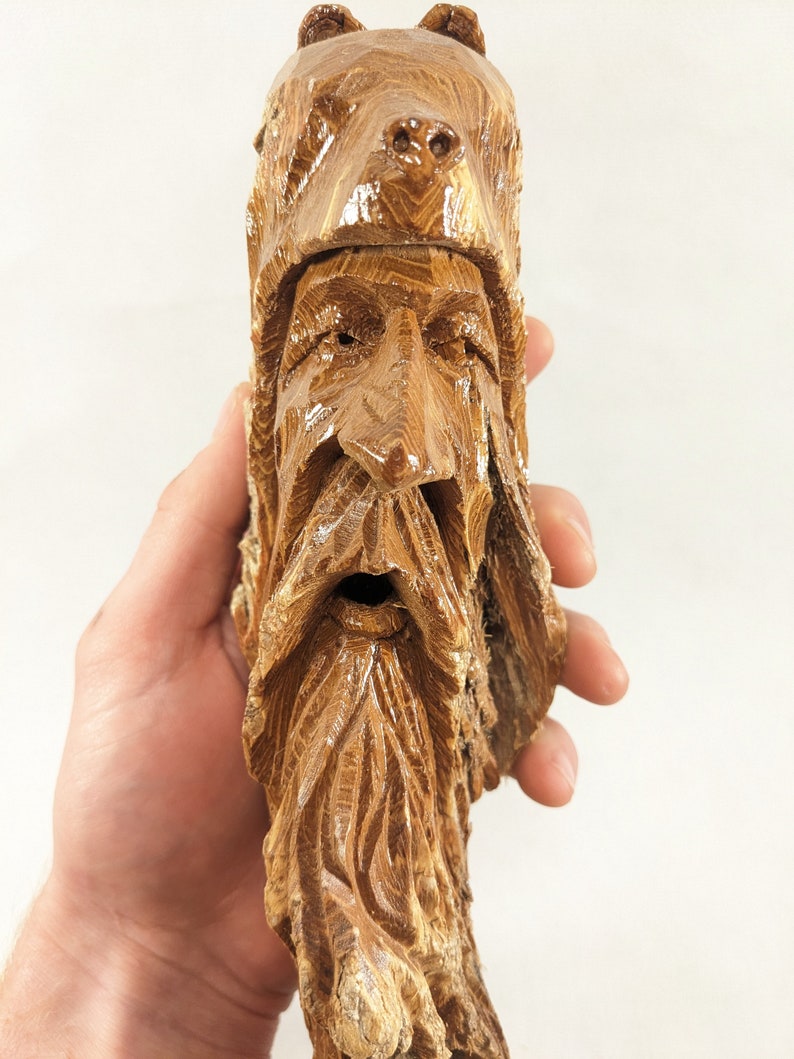 Wood Spirit, Hand Carved, Cottonwood Bark, Home Decor, Wood Gift, Wood Wall Art, Unique Wood ...