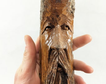 Wood Spirit, Hand Carved, Cottonwood Bark, Home Decor, Wood Gift, Wood Wall Art, Unique Wood ...