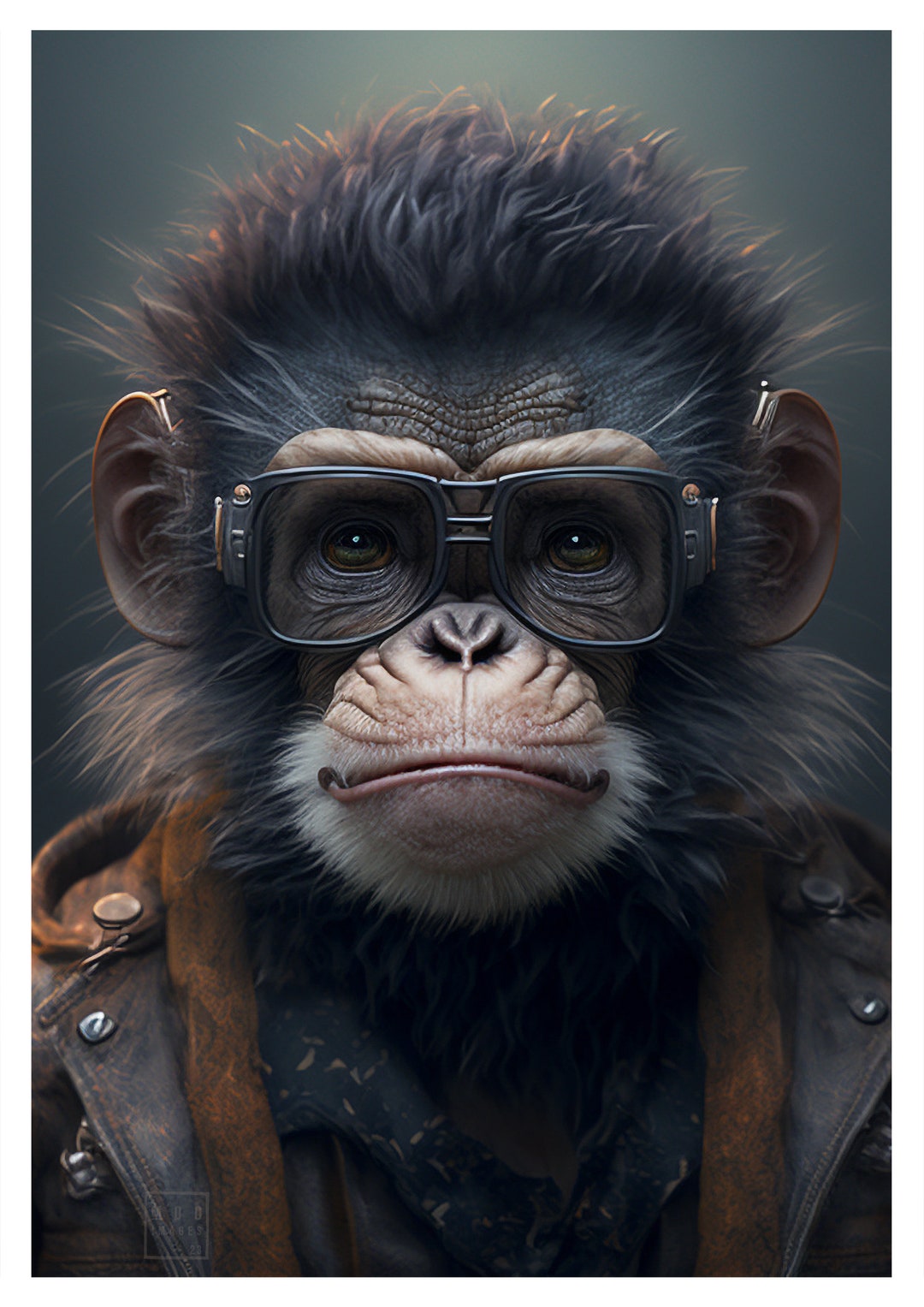 Chimpanzee With Glasses III Art Print Animal Print Wall - Etsy