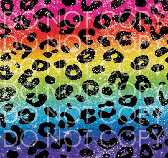 Leopard Print Ombre Glitter Sublimation Background Png Rainbow | Etsy